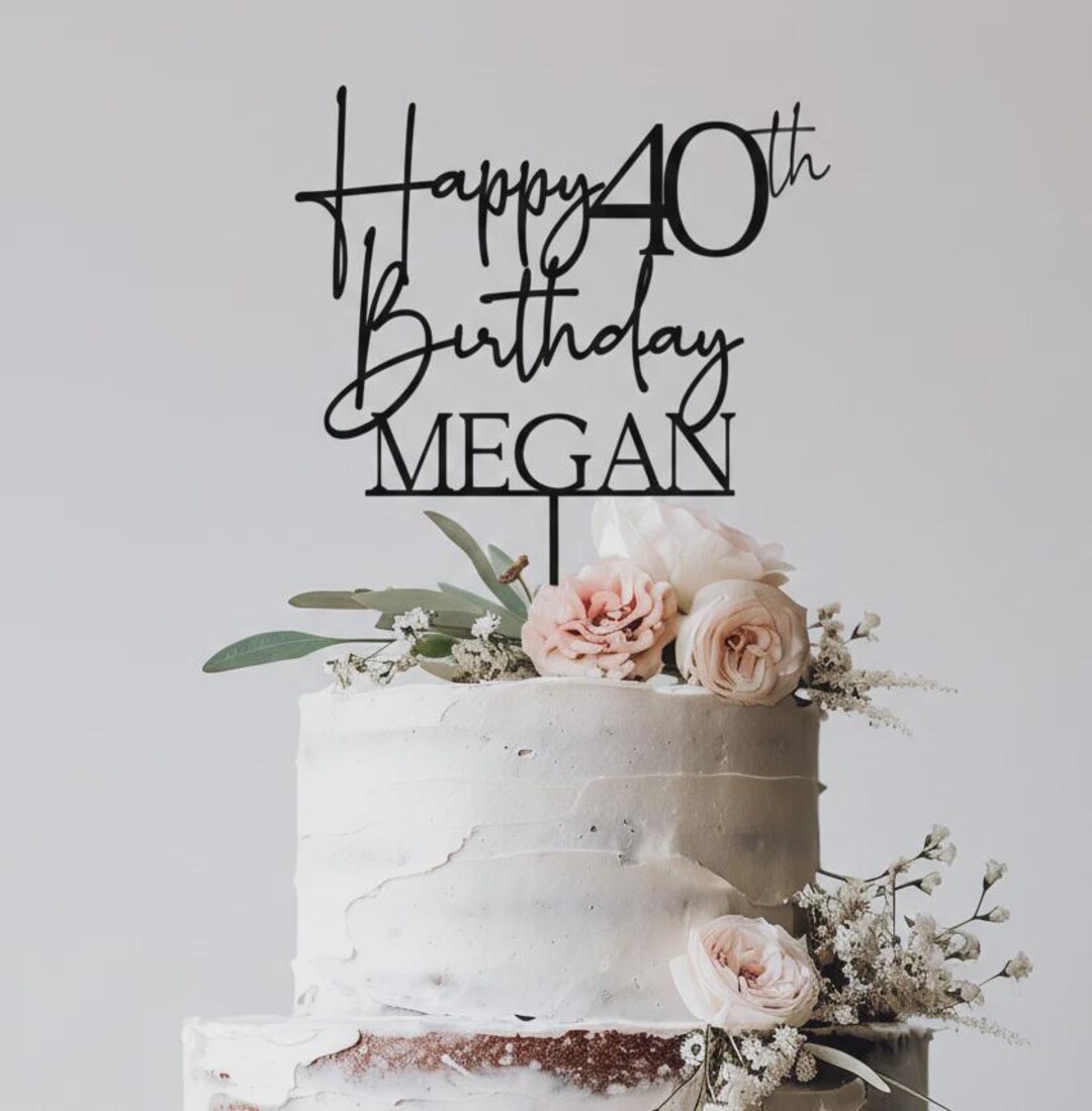 Personalised Birthday Cake Topper, Custom Name & Age, Glitter, Acrylic ...