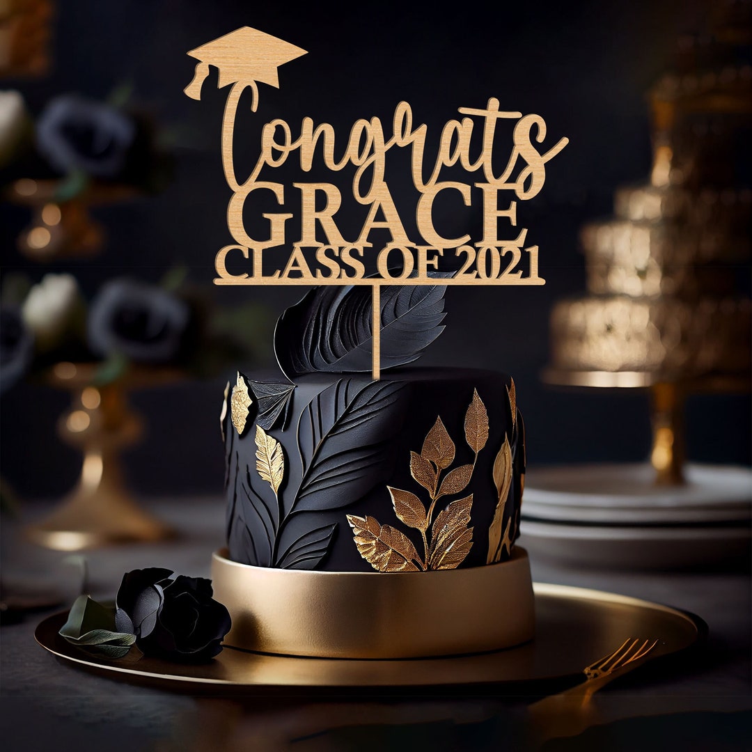 Custom Congratulation Wooden Cake Topper Wooden Congrats Graduation ...