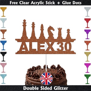 Personalised Chess Birthday Cake Topper, King and Queen Chess Cake ...