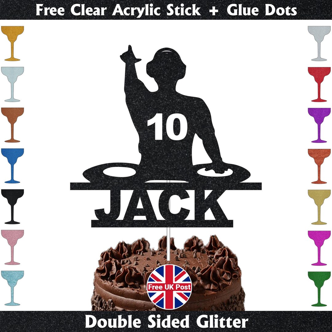 Custom DJ Glitter Cake Topper Disco Hip Hop Party DJ Theme Cake Topper ...