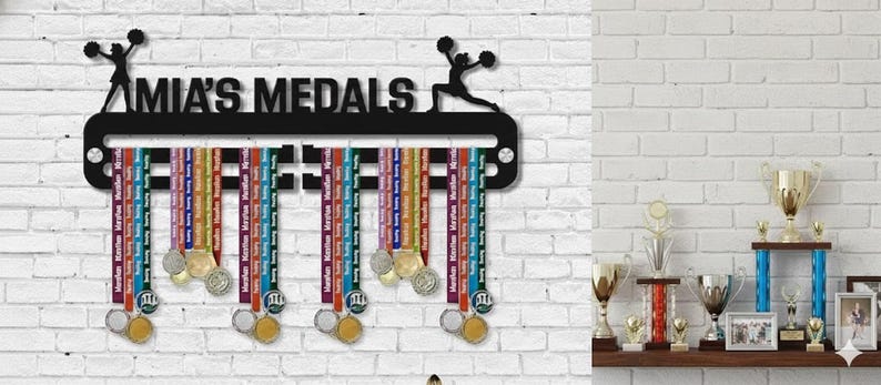 Cheerleading Acrylic Medal Holder - Personalized Cheerleader Medal ...