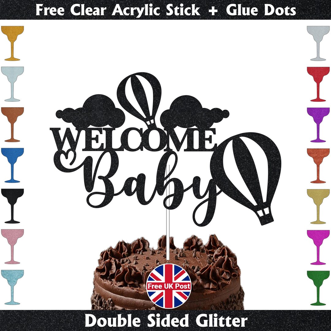 Welcome Home Cake Topper Baby Shower Cake Topper, Double Sided Glitter ...