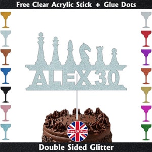 Personalised Chess Birthday Cake Topper, King and Queen Chess Cake ...