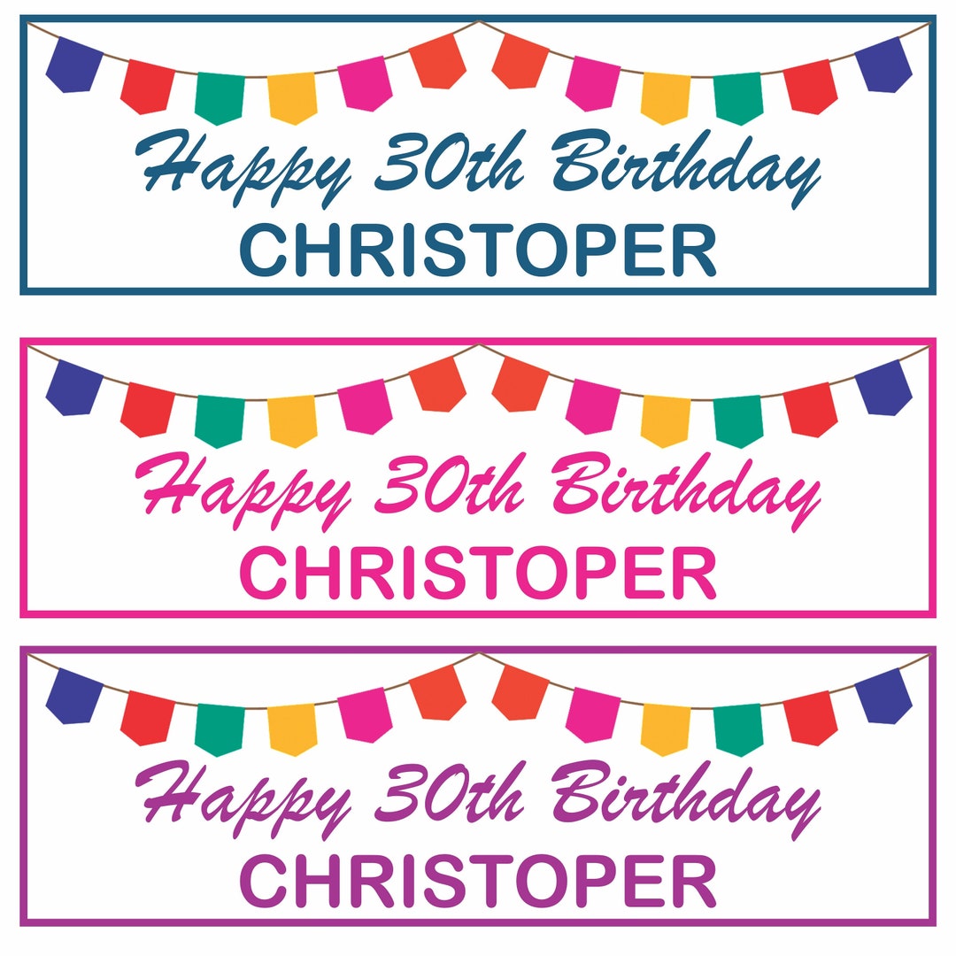 X2 Custom Happy Birthday Banner, Happy Birthday Name Sign, Personalized ...