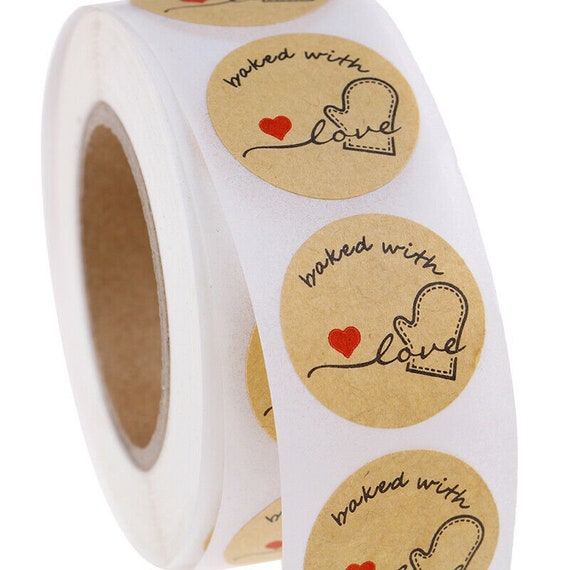 Handmade With Love Sticker Baked With Love Stickers Brown | Etsy UK