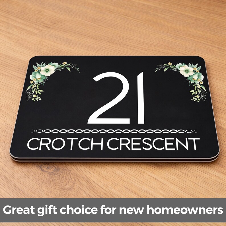 Modern Aluminium Floral Door Sign Personalised House Number Plaque ...