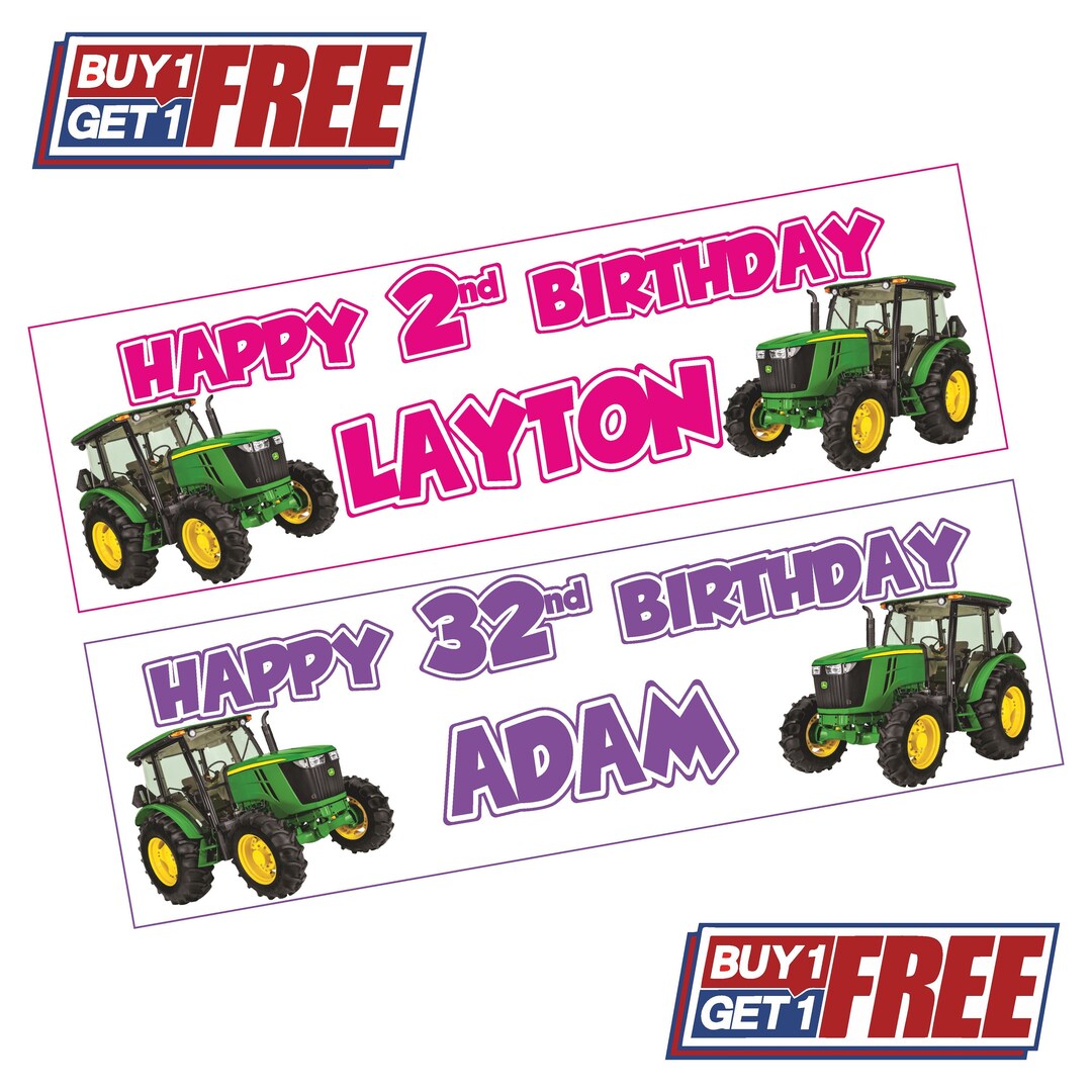 X2 Custom Tractor Banner, Tractor Party Decorations, Farm Party ...