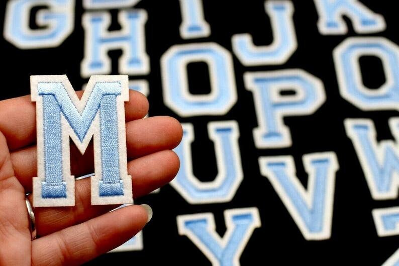 Iron on Letters Baby Blue Letter Patch Patches Iron on Sew on - Etsy UK