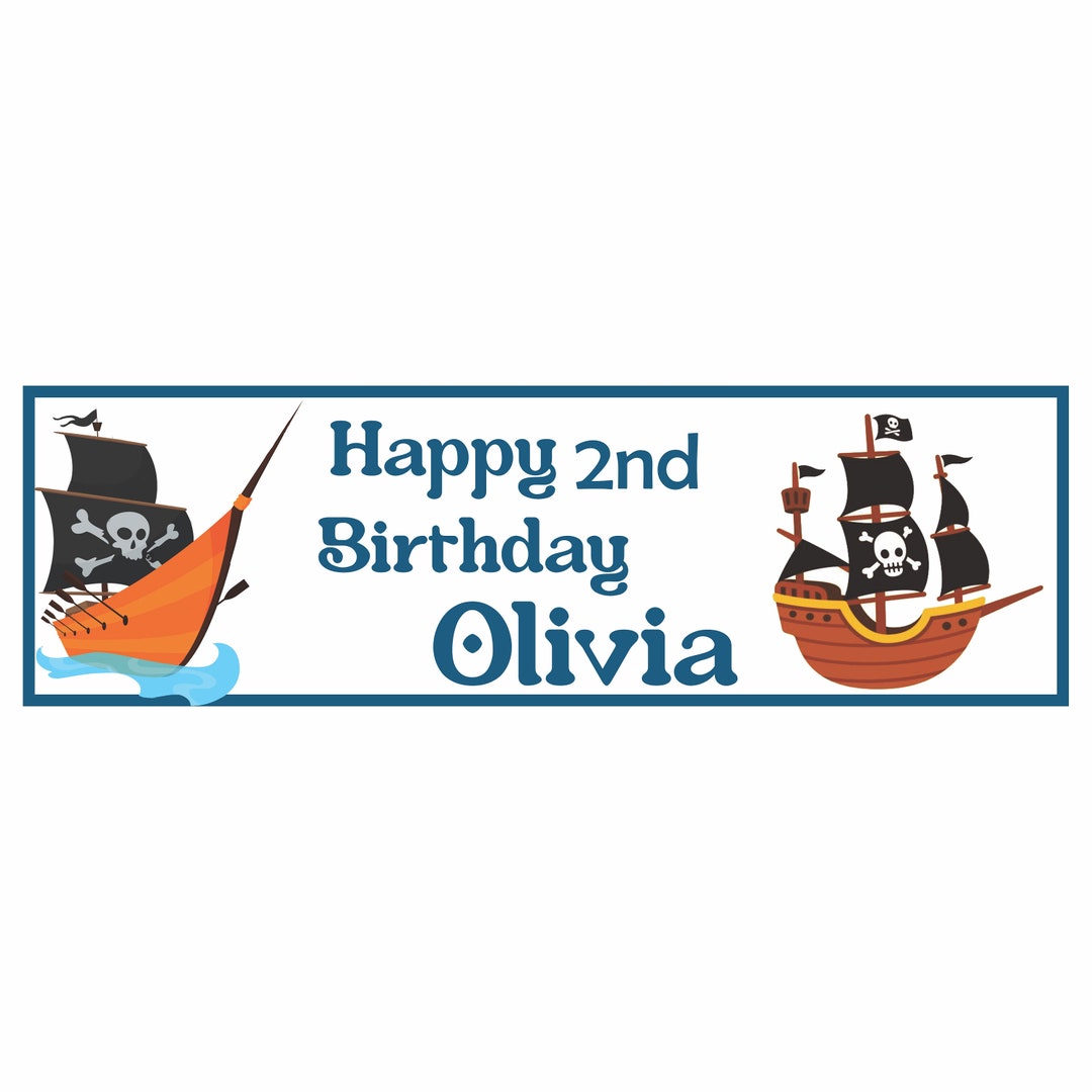 2 Custom Pirate Ship Birthday Banner, Modern Pirates Birthday Party ...