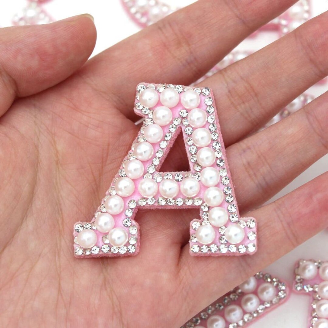 Pearl With Rhinestones Letters Patch Alphabet Embroidered Applique ...