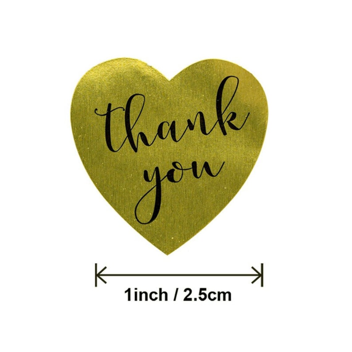 Golden Thank You Stickers Heart Shape Thank You Stickers Kraft Etsy