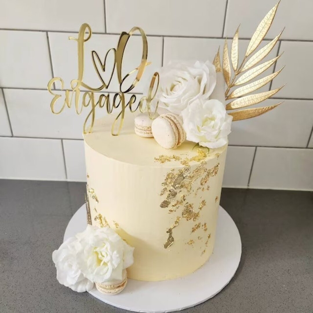 Engagement Cake Topper Custom Couple Initials Engaged Cake Topper ...