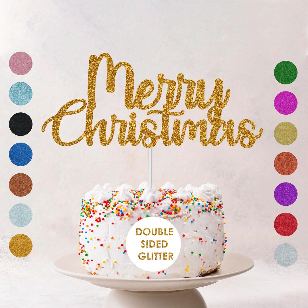 Merry Christmas Cake Topper Christmas Cake Topper Glitter Christmas ...