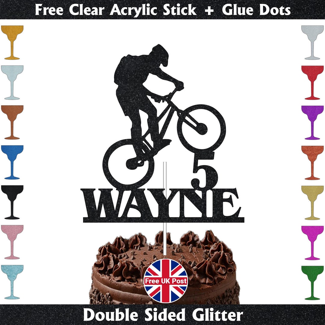 Personalised Bicycle Cake Topper Cycling Cake Topper Mountain Cyclist ...
