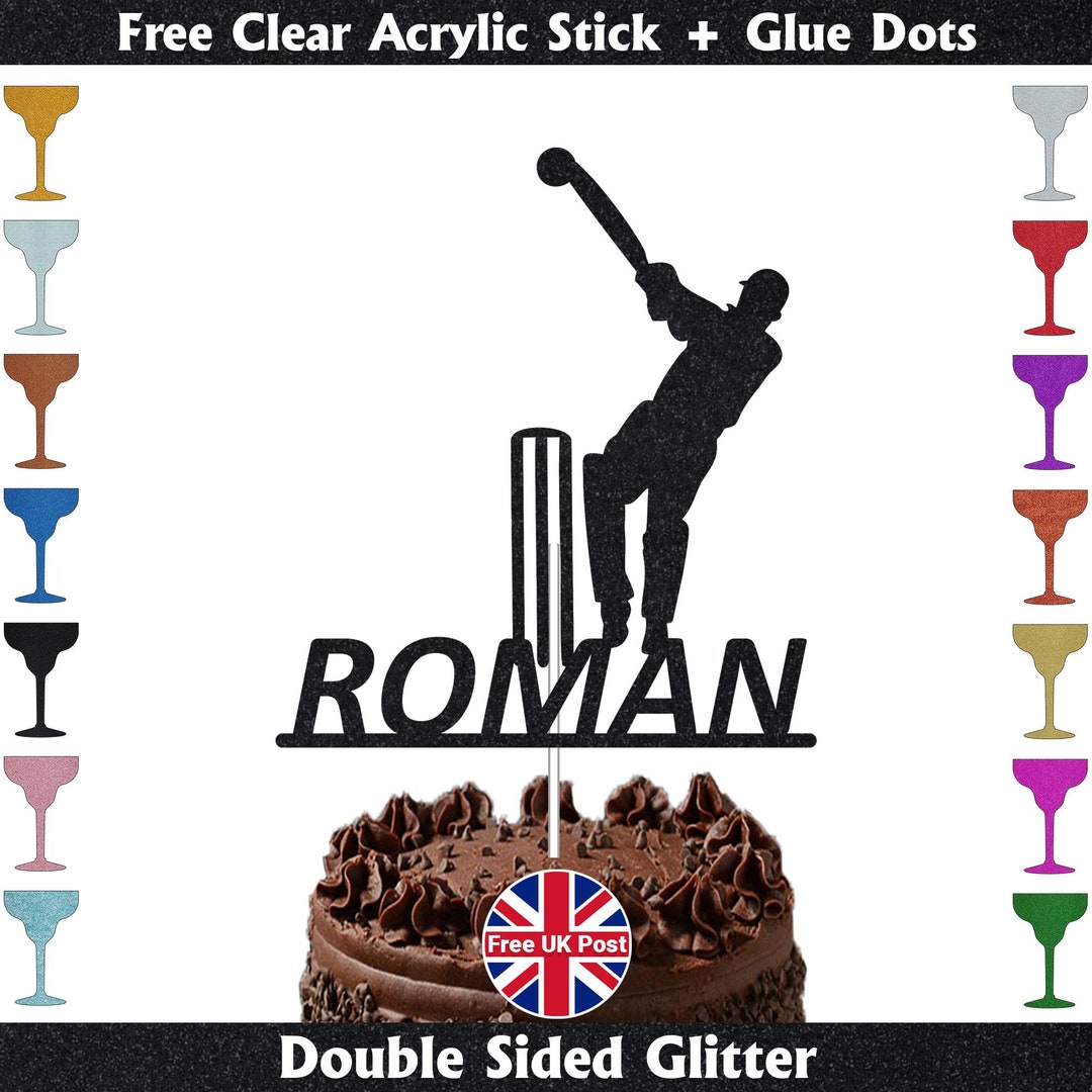 Personalised Cricket Cake Topper, Cricket Birthday Party Decorations ...