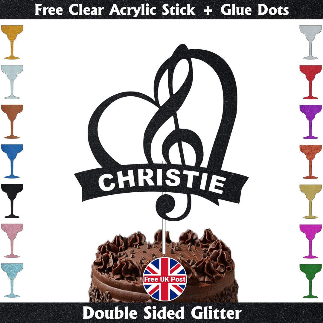 Personalised Musical Cake Topper, Music Cake Topper Musician Birthday ...