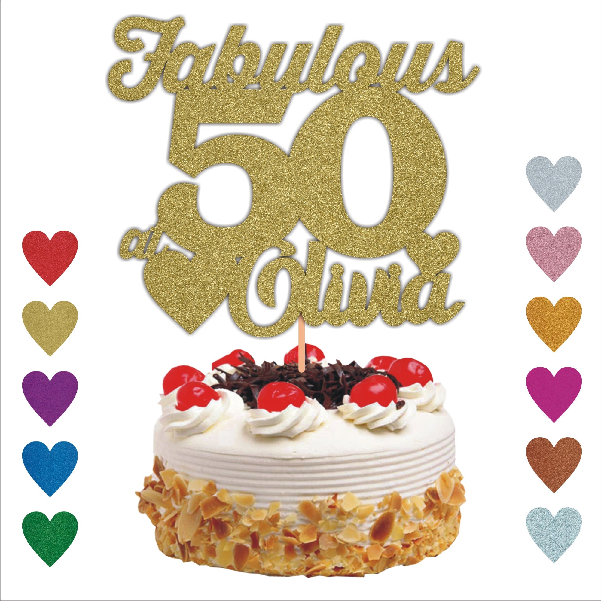 50 Birthday Cake Topper 50th Birthday Cake Topper Fifty | Etsy