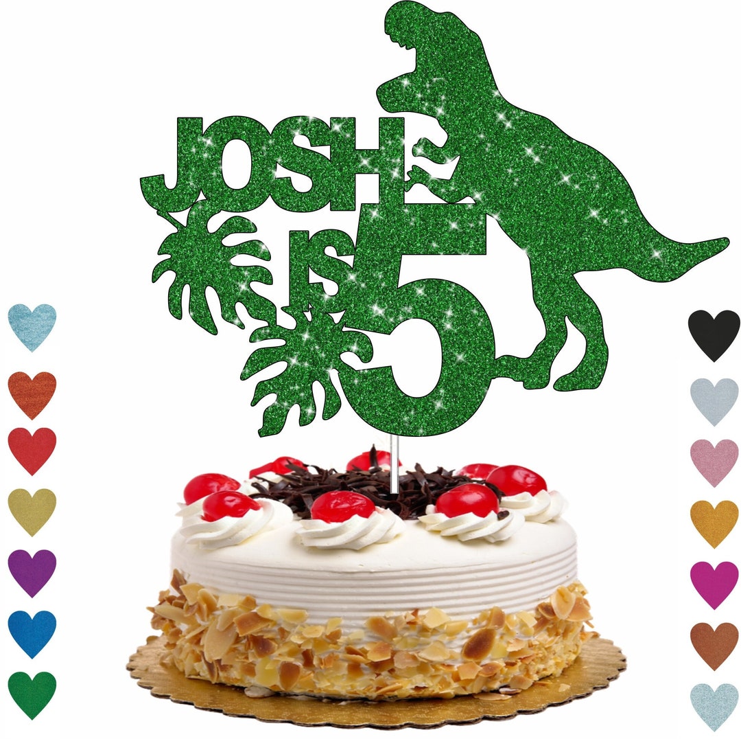Custom Dinosaur Cake Topper Dinosaur Theme Birthday Party Glitter Cake ...