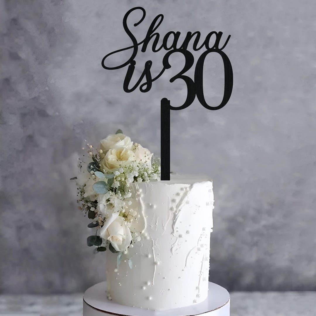Name & Age Cake Topper , Wooden Cake Topper, Party Cake Decoration ...