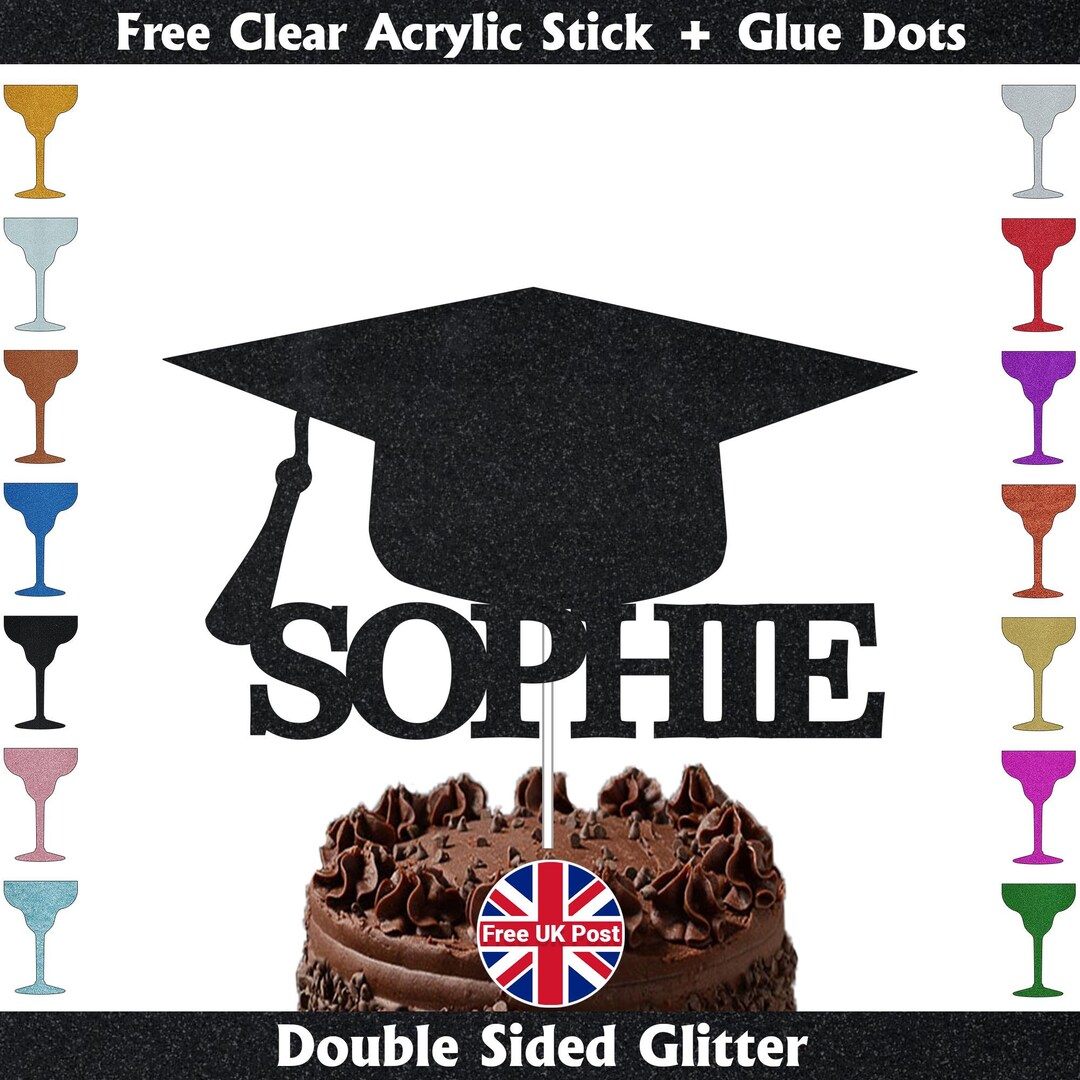 Personalised Graduation Hat Cake Topper Any Name Congrats Graduation ...