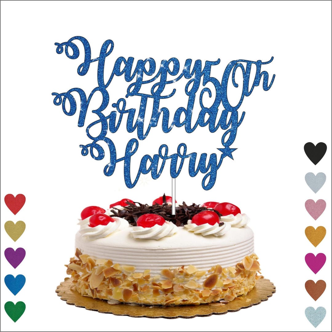 Personalised Happy Birthday Cake Topper Custom Any Name & Age Glitter ...