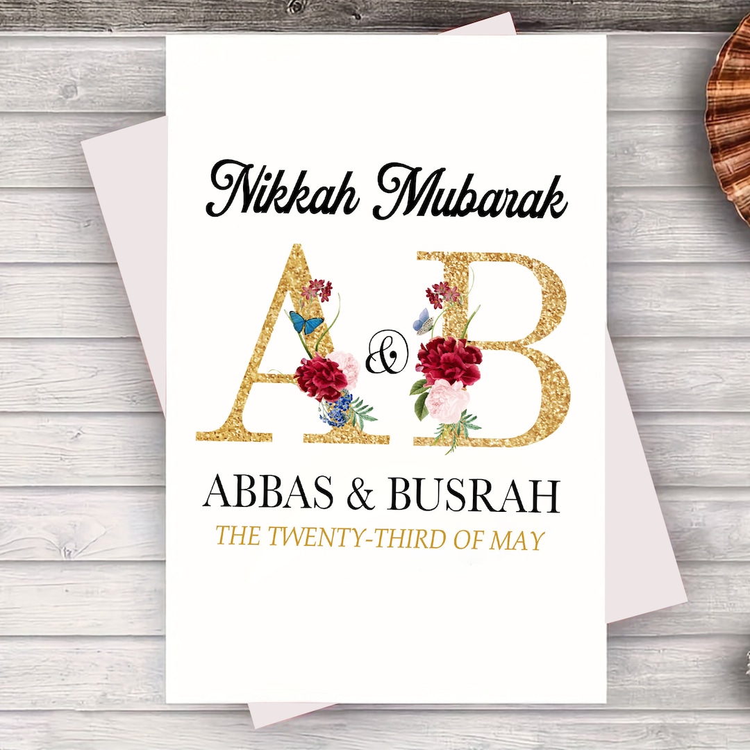 Personalised Nikkah Card, Islamic Wedding Card, Congratulations on Your ...