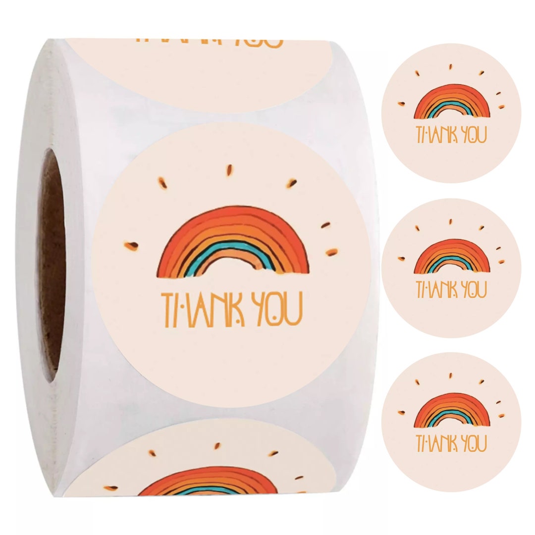 Thank You Sticker Rainbow Thank You Sticker Colourful Birthday - Etsy