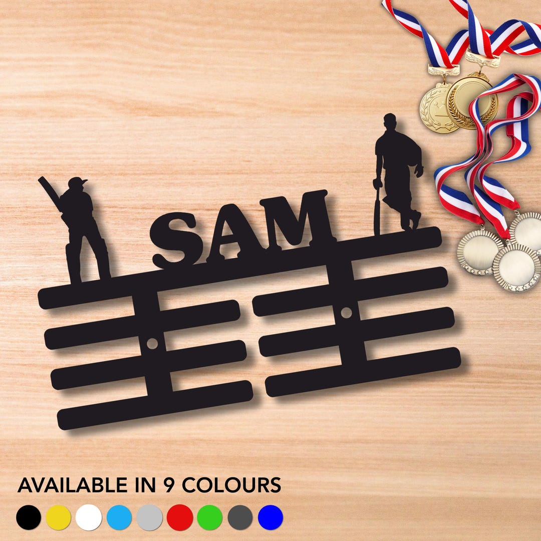 Custom Cricket Medal Holder, Personalized Cricket Player Name Medal ...