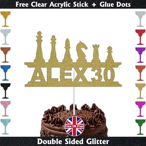 Personalised Chess Birthday Cake Topper, King and Queen Chess Cake ...