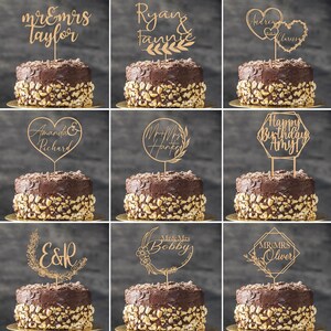 Engaged Cake Topper Letters With Wooden Cake Topper Bride and Groom ...
