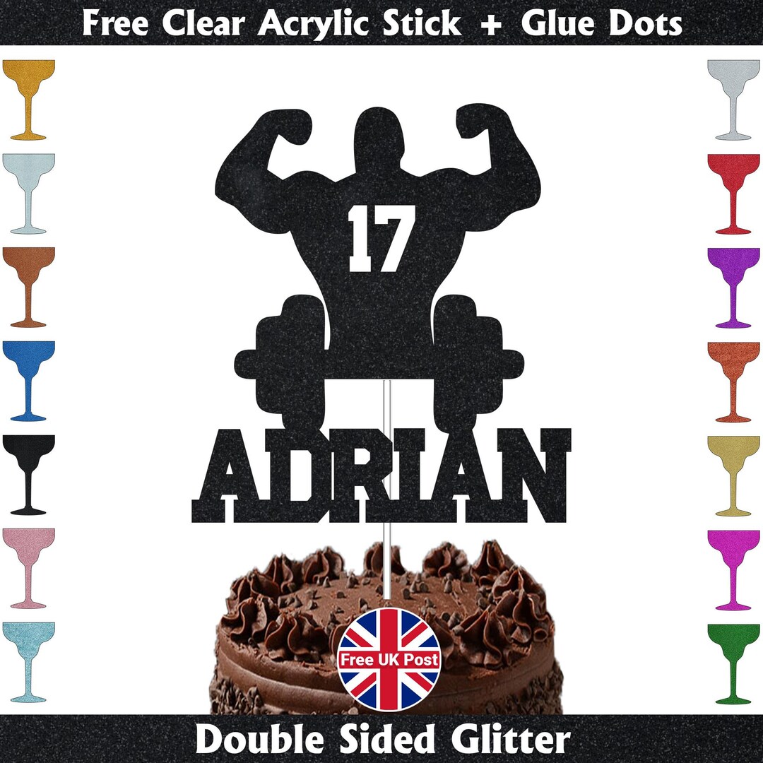 Male Bodybuilding Birthday Cake Topper Decoration Personalised Body ...