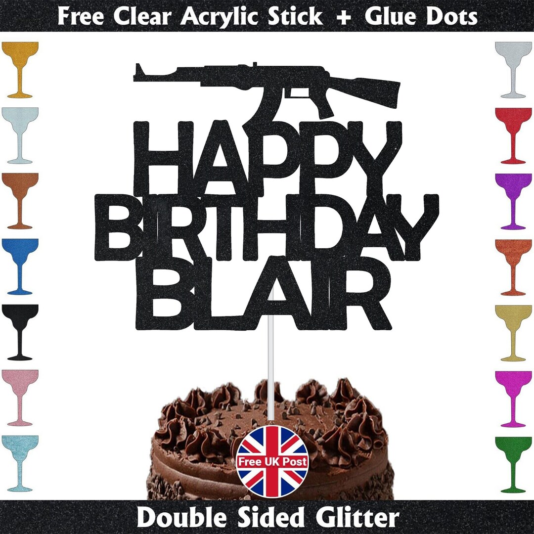 Personalised Gun Rifle Cake Topper Soldier Police Birthday Party Cake ...