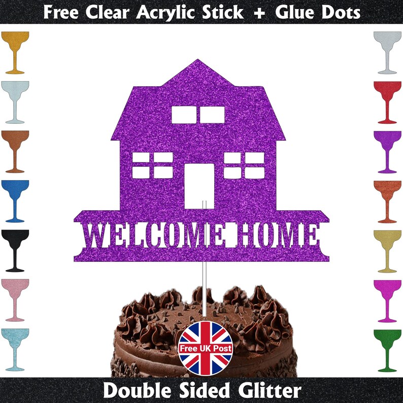 Welcome Home Cake Topper, Double Sided Glitter Cake Topper Party ...