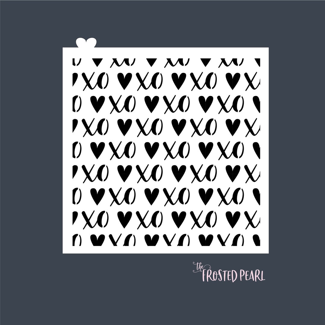 XO Hugs & Kisses scattered Hearts Valentine Cookie Stencil - Etsy