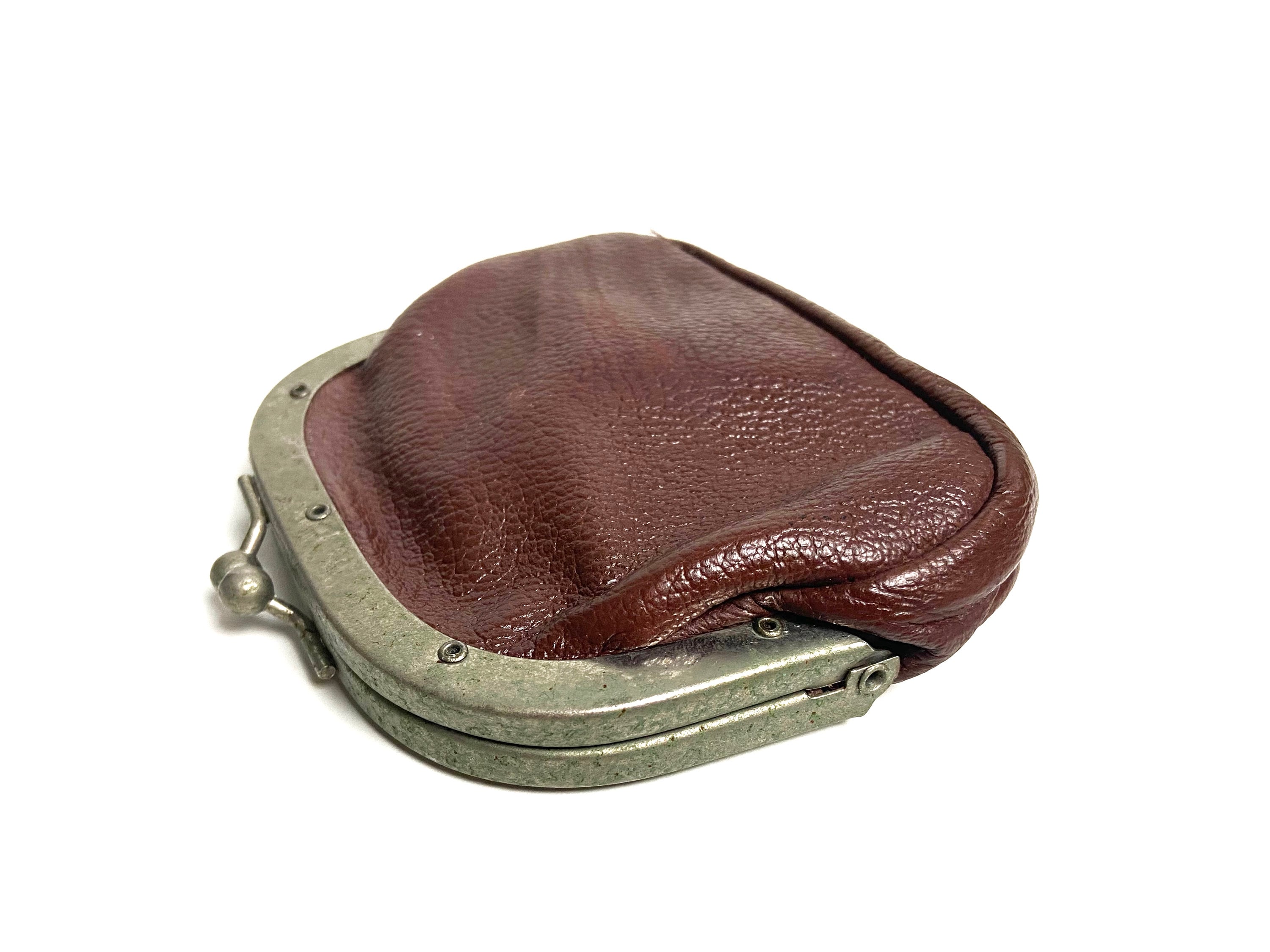 Large Brown Vintage Dutch Leather Clasp Coin Purse 60s 70s Brutalist ...