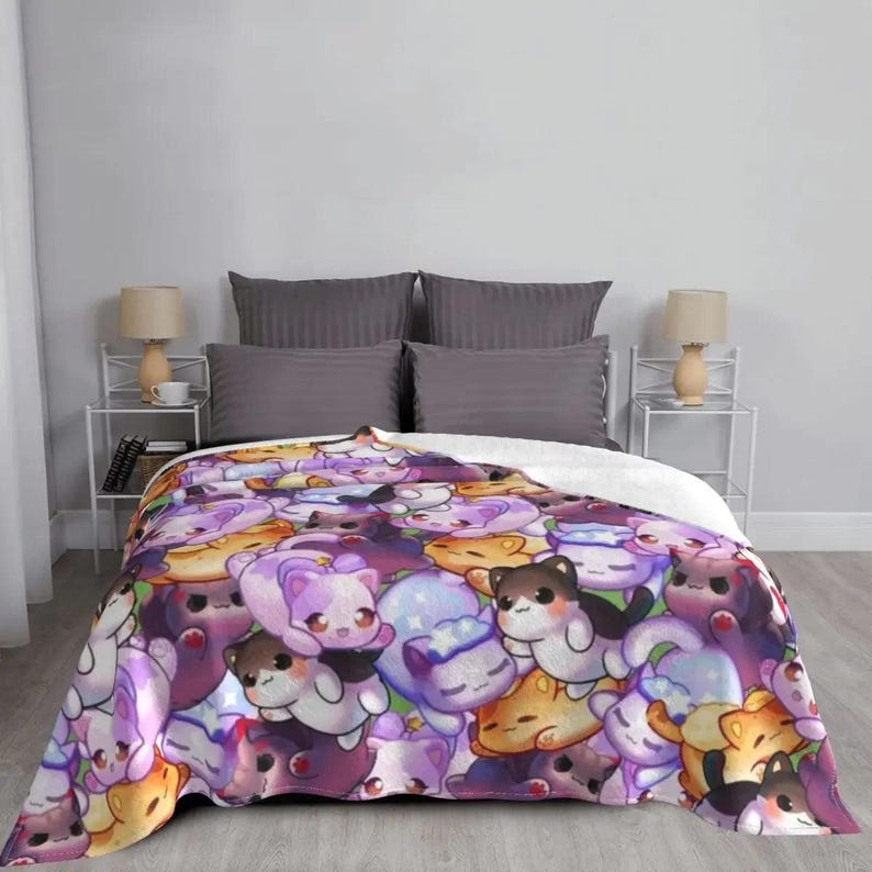 Aphmau Meow Plushies Anime Cats Throw Blanket Cartoon Modern Bedding ...
