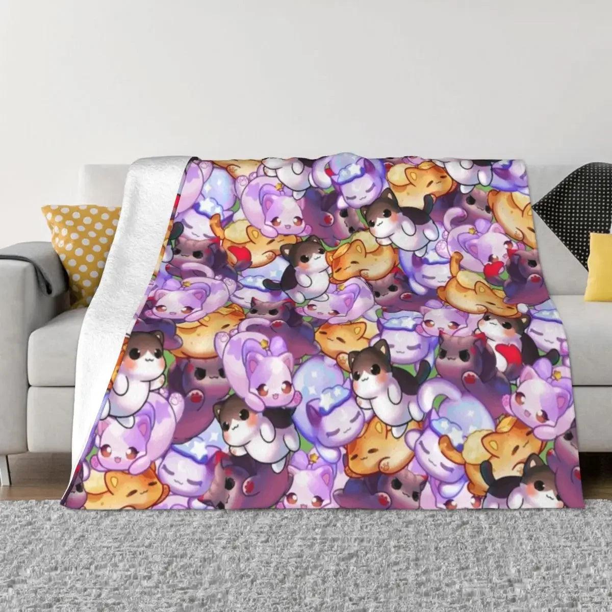 Aphmau Meow Plushies Anime Cats Throw Blanket Cartoon Modern Bedding ...