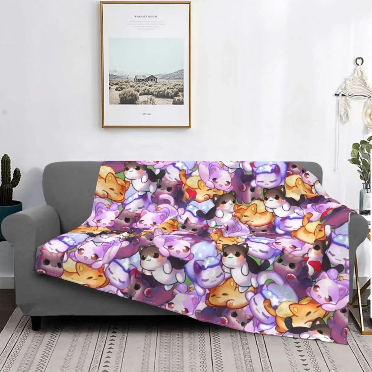 Aphmau Meow Plushies Anime Cats Throw Blanket Cartoon Modern Bedding ...