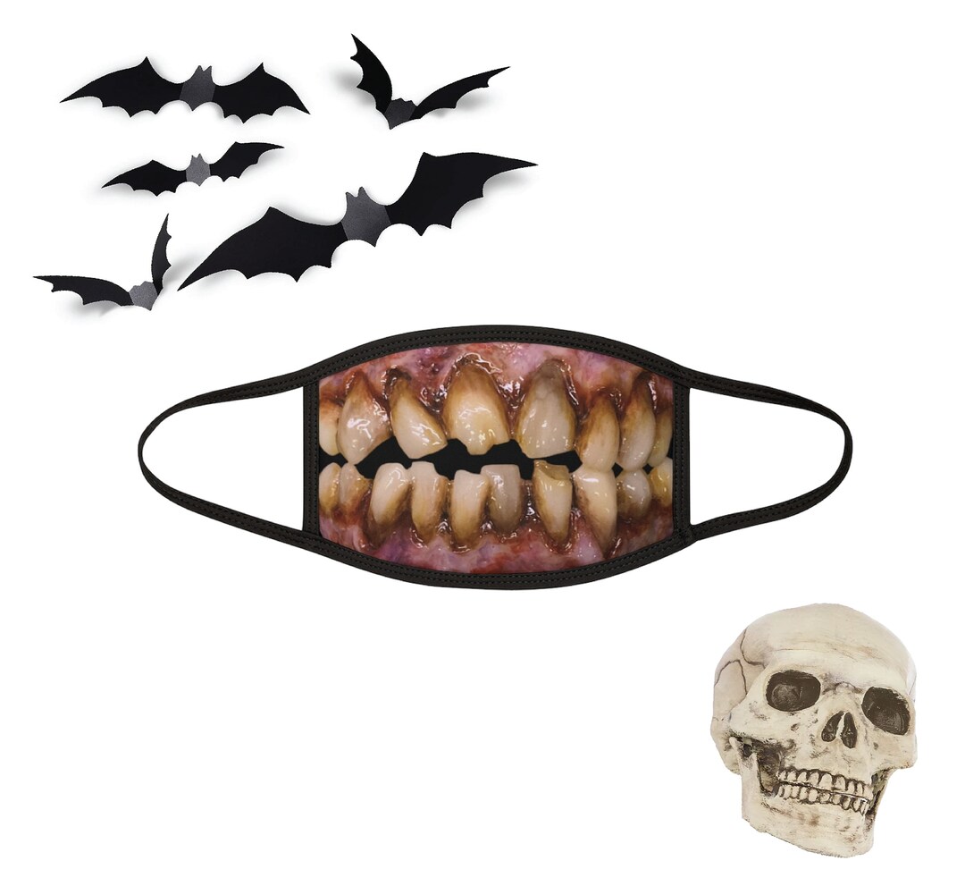 Zombie Teeth Mixed-fabric Face Mask, Zombie Face Mask, Scary Teeth Mask ...