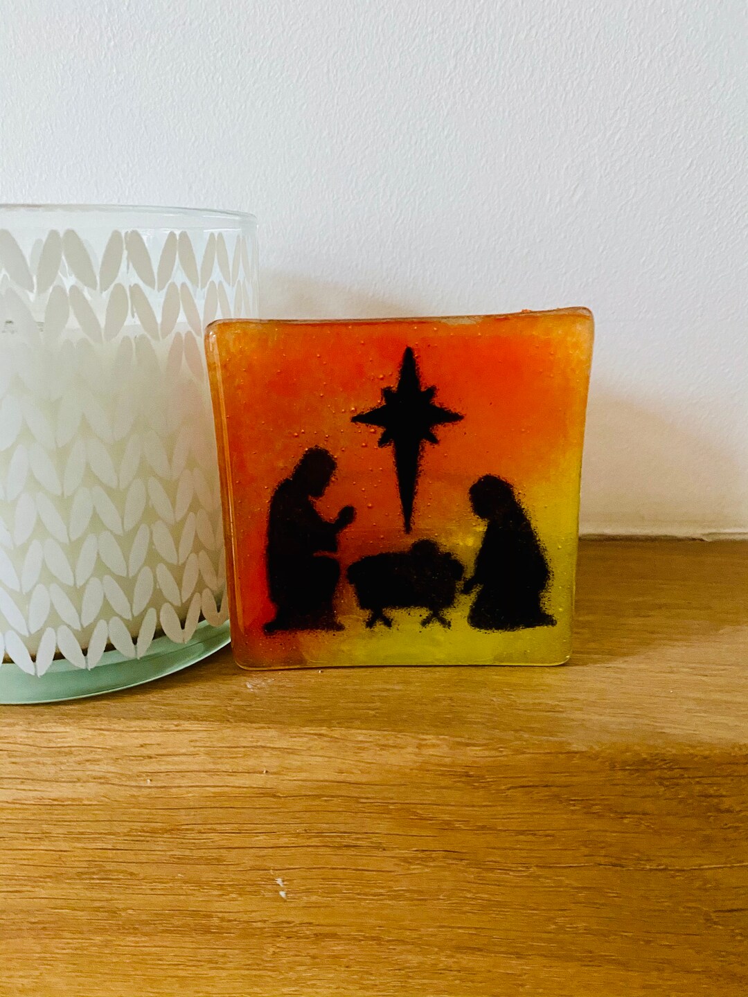 Christmas Nativity Gift Tea Light, Nativity Glass Decoration, Love ...