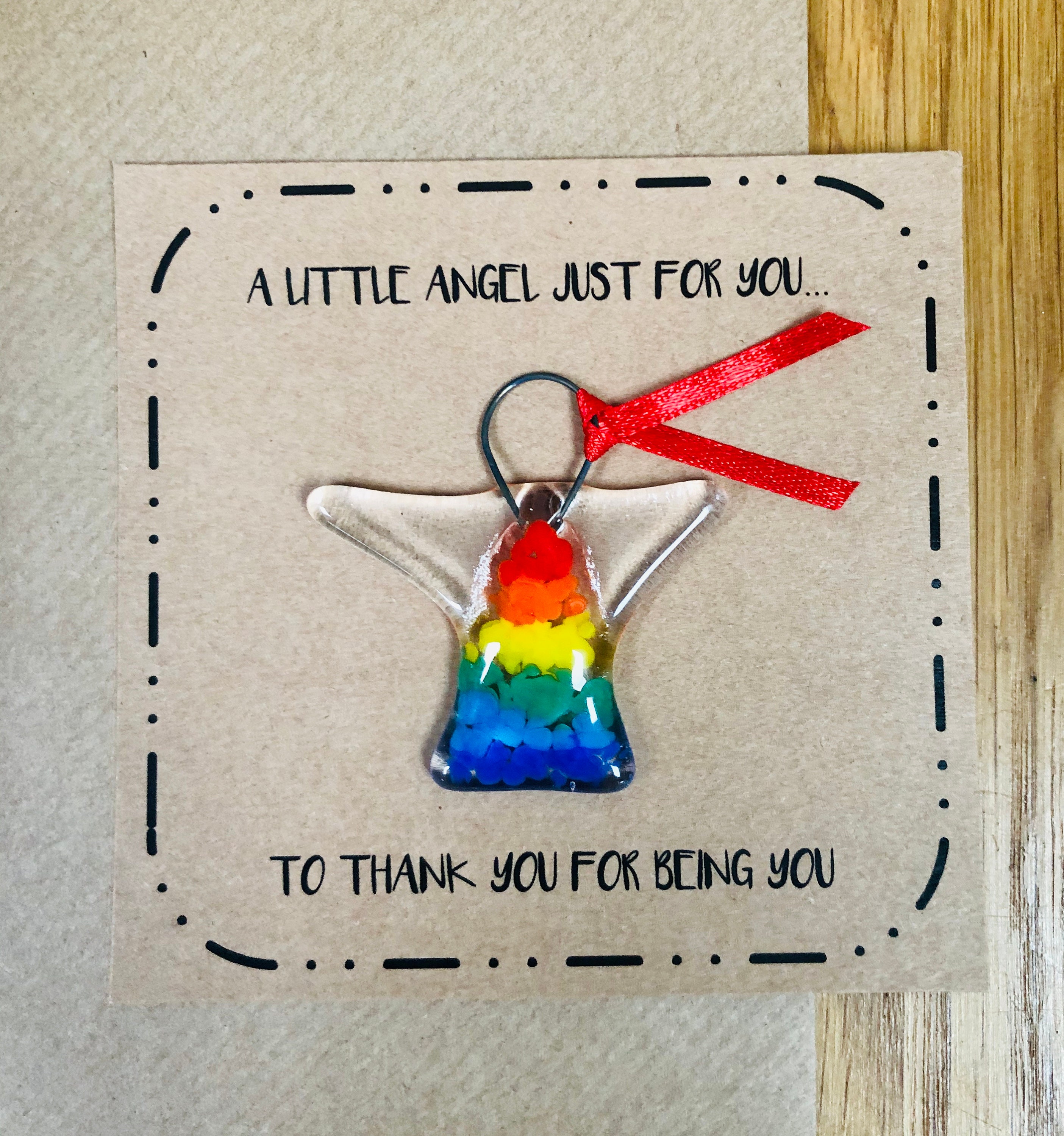Rainbow Pocket Angel, Fused Glass, Gift, Thank You,love,hope,keepsake ...