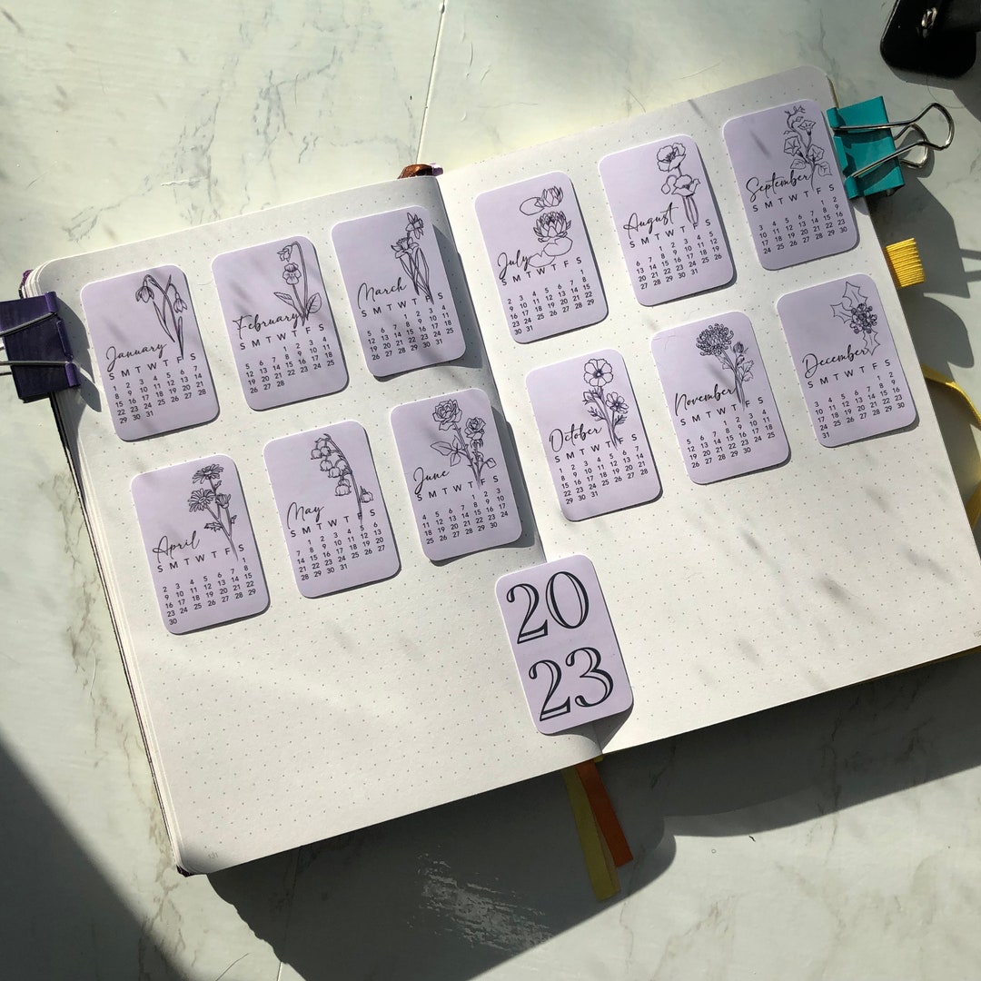 2023 digital Lavender Floral Micro Calendars 12 - Etsy