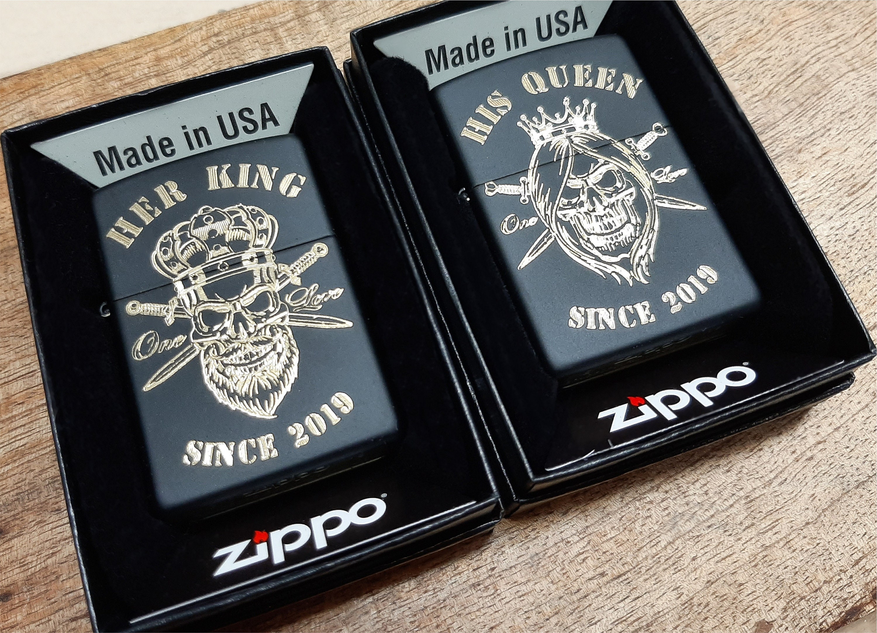 ZIPPO SET Her King His Queen Partner Lighter Set Punk Rock - Etsy