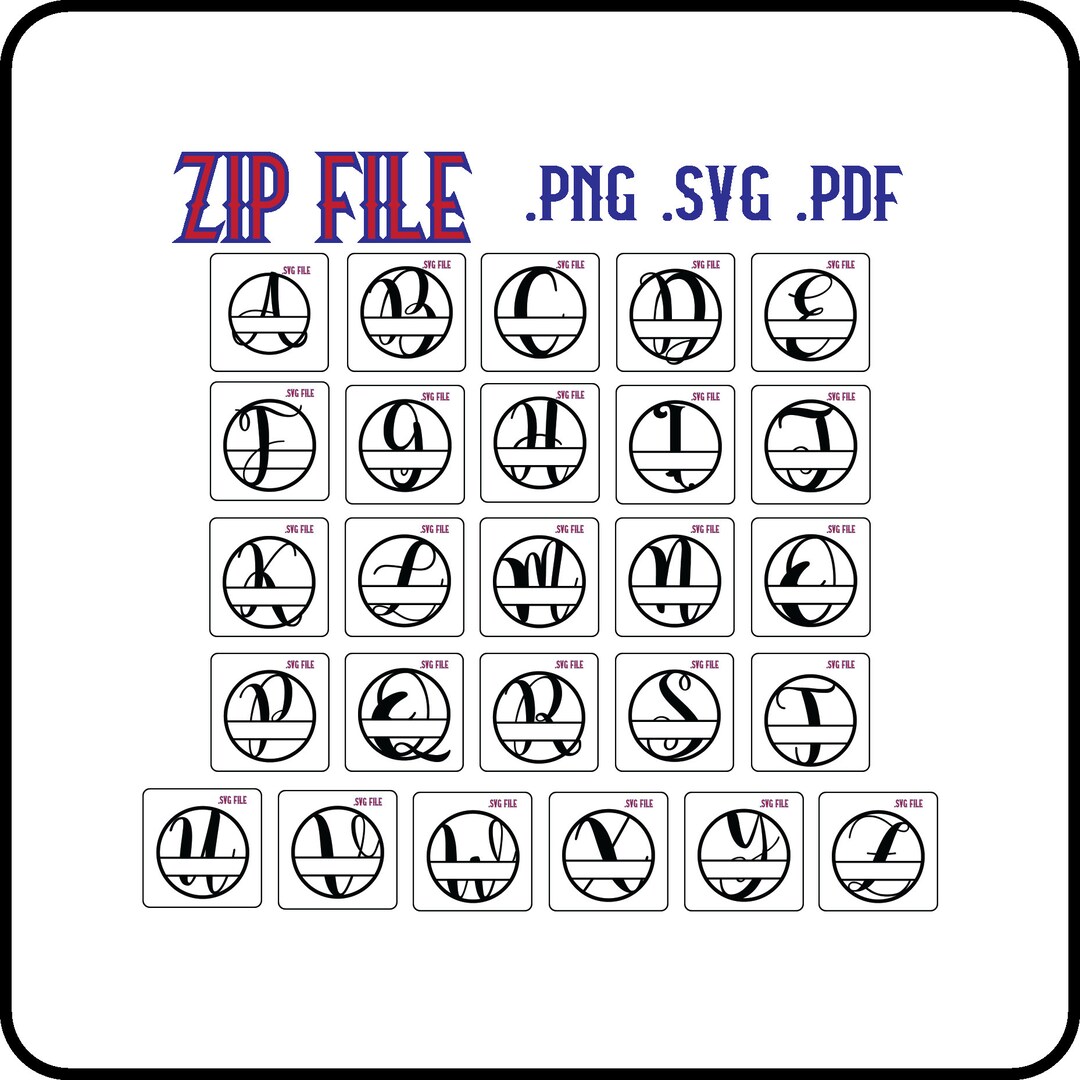 Digital Monogram Files Entire Alphabet Svg, Png, Pdf - Etsy