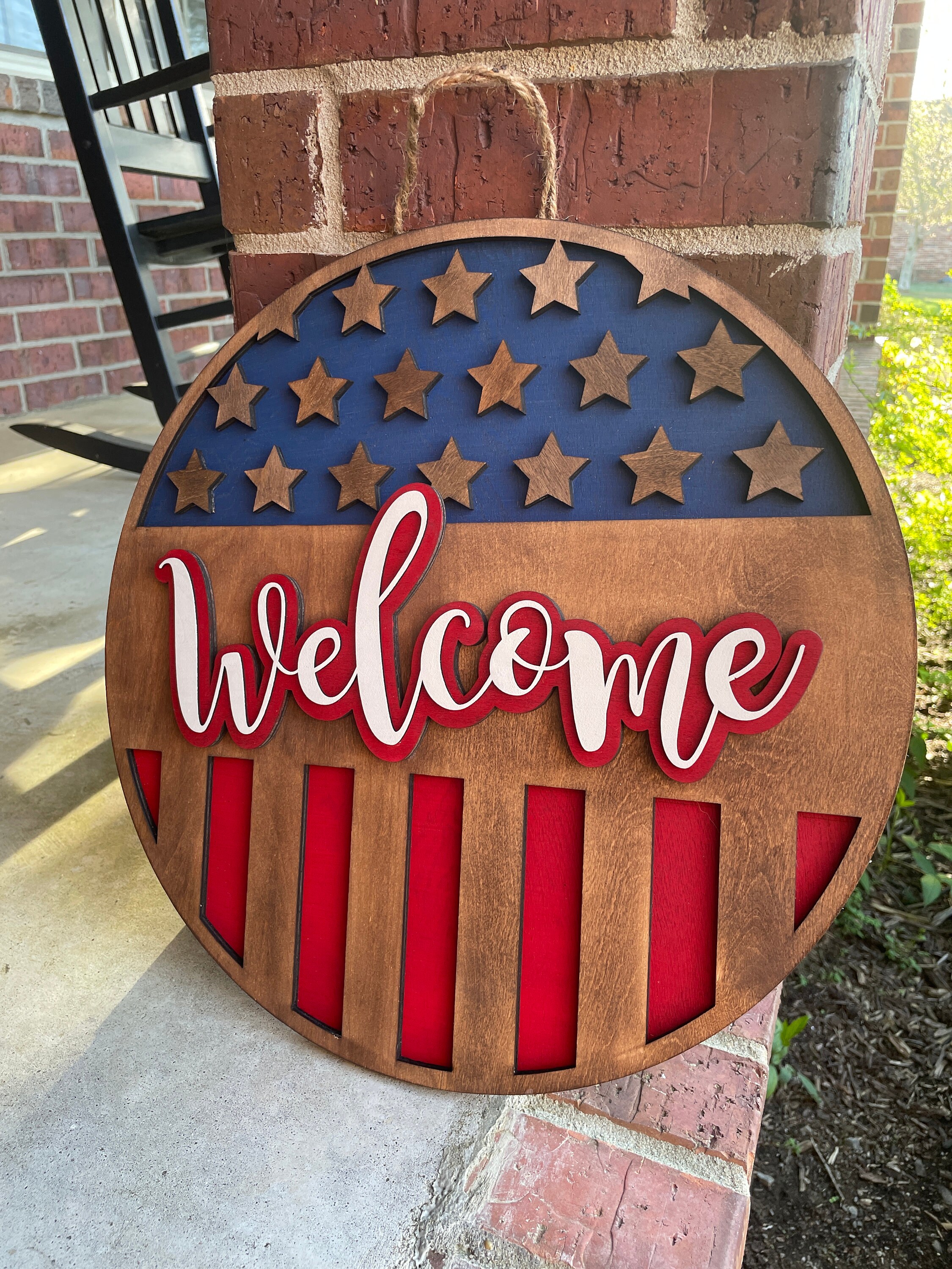 American Flag Door Hanger Welcome Sign - DIGITAL FILE - Etsy