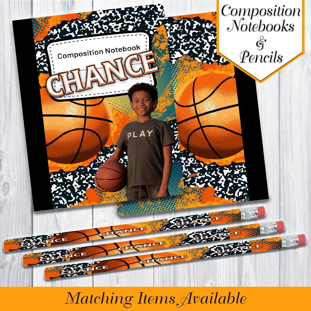 Custom Basketball Composition Notebook & Pencils | Composition Notebook ...