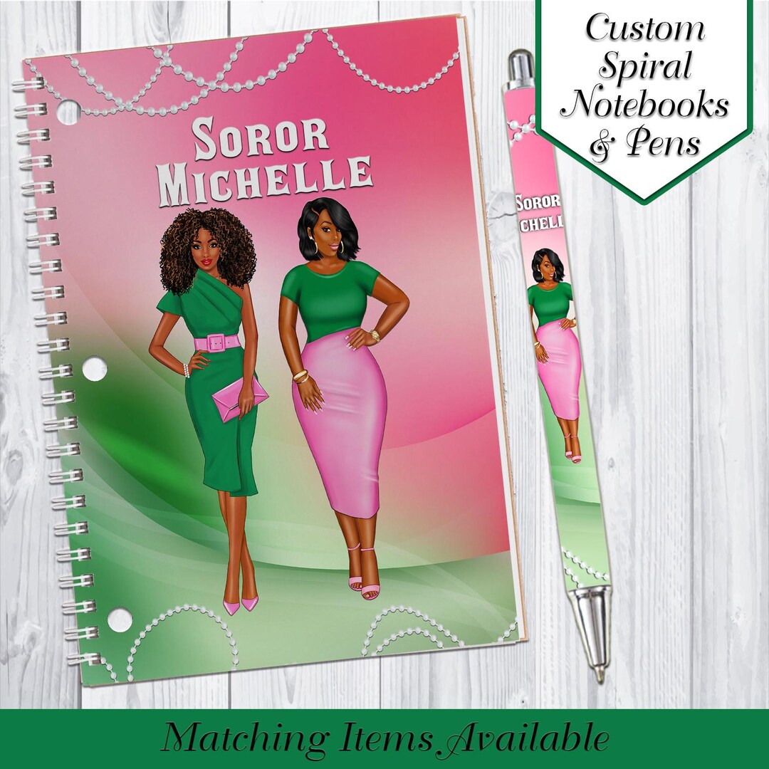 Sisterhood Spiral Notebooks & Pens | Sorority Notebook | Custom ...
