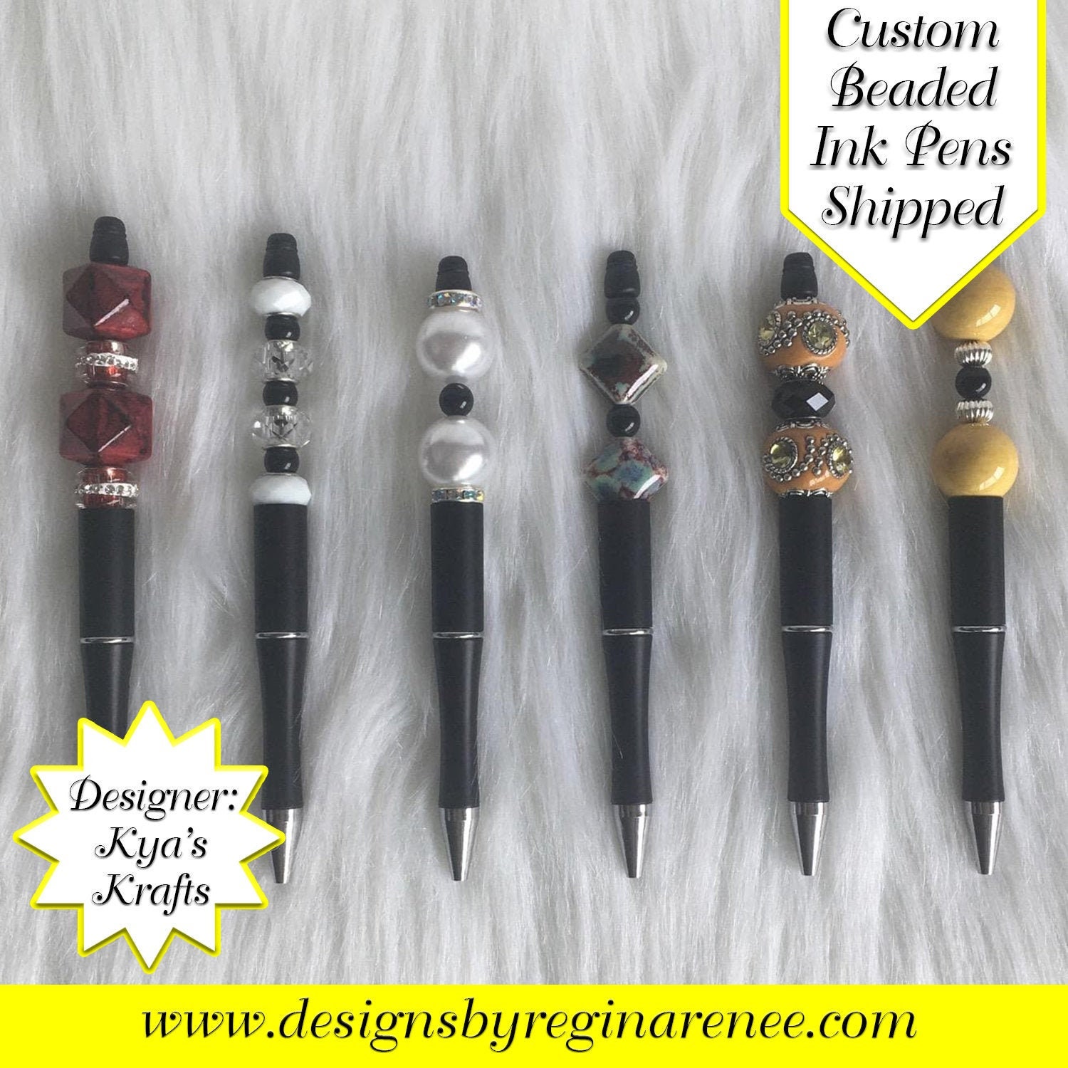 Custom Beaded Ink Pens Beaded Pens Beads Bling Pens | Etsy