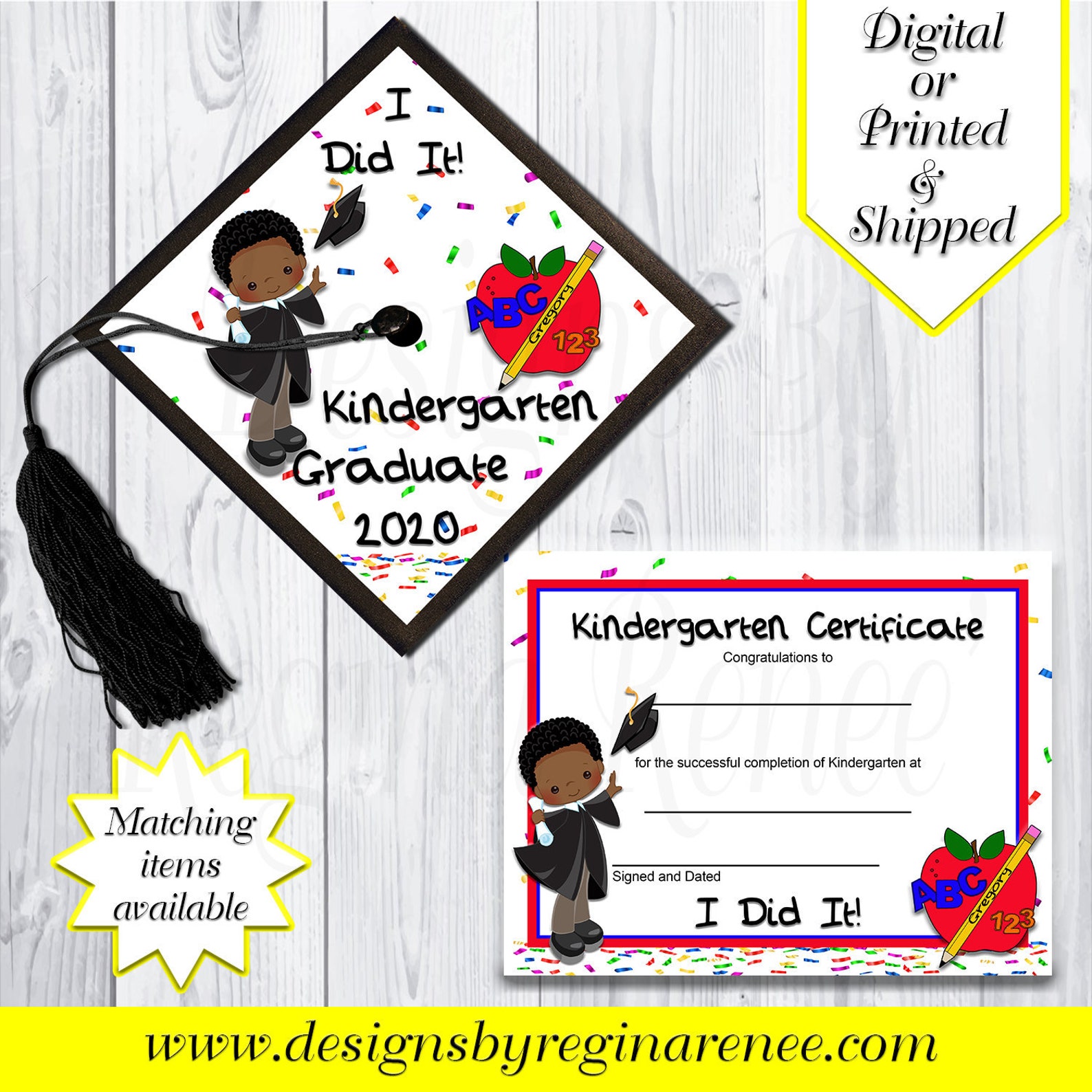 Kindergarten Graduation Cap Topper & Certificate | Preschool Graduation ...