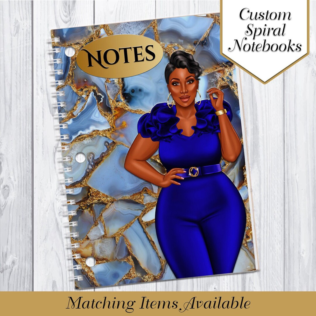 Custom Spiral Notebooks | Lady in Blue | Black Woman | Ladies | Custom ...